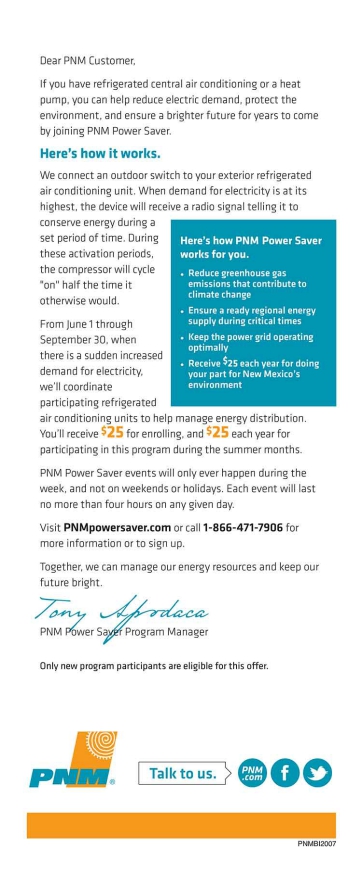 PNM Power Saver Bill Insert - pnmprod - pnm.com